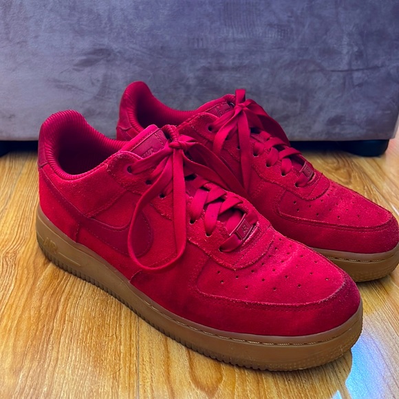 Nike | Shoes | Red Suede Nike Air Force | Poshmark